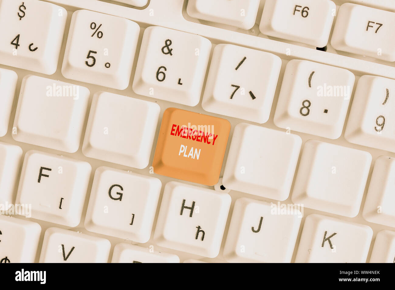 Writing note showing Emergency Plan. Business concept for procedures ...