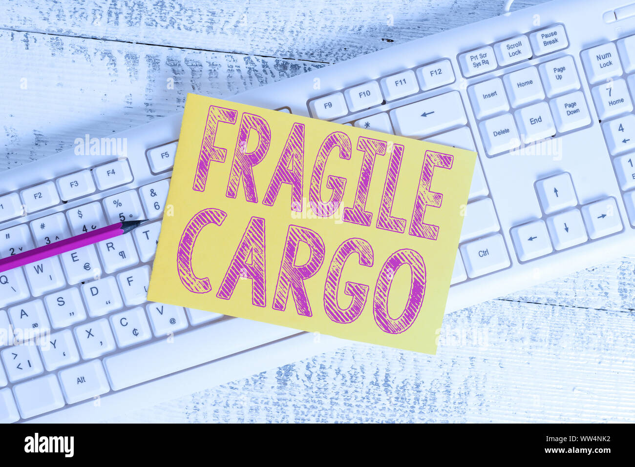 Text sign showing Fragile Cargo. Business photo showcasing Breakable ...