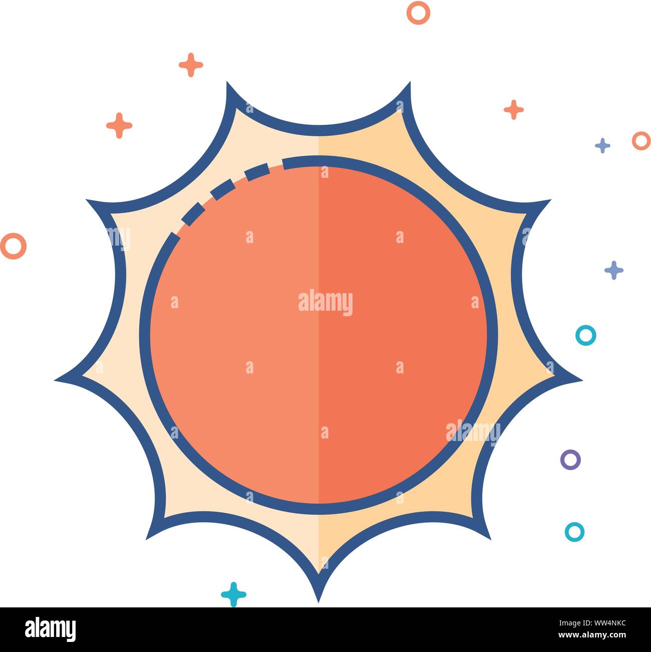 Weather forecast partly sunny icon in outlined flat color style. Vector ...