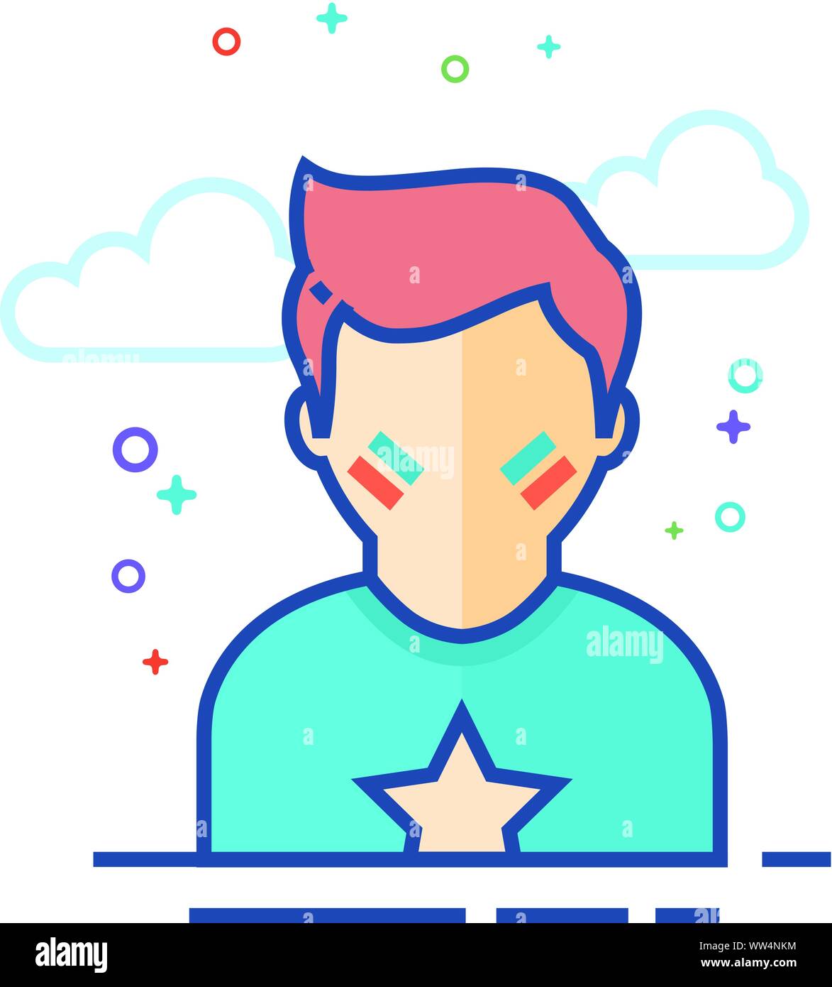 Football fans avatar icon in outlined flat color style. Vector ...
