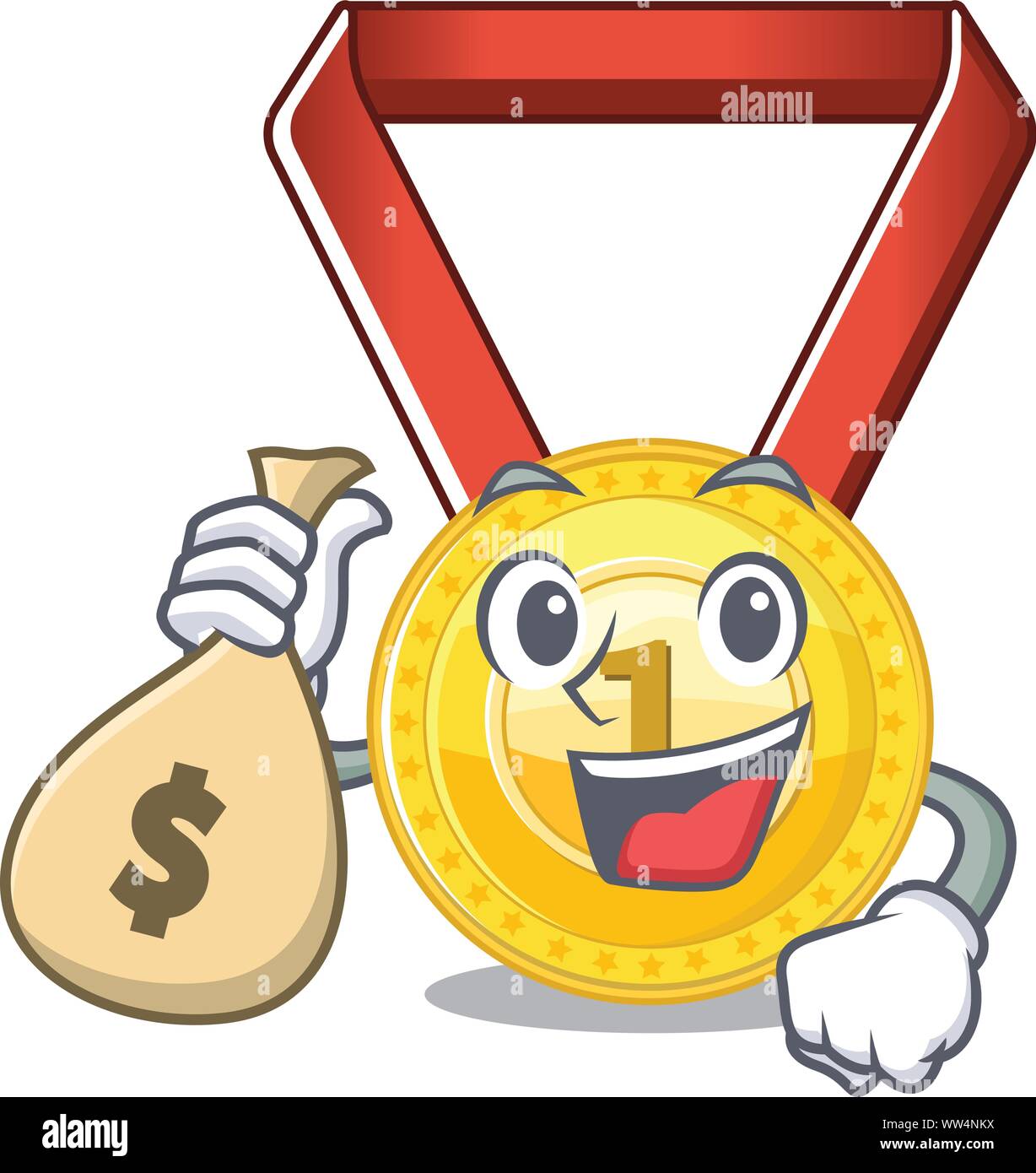 With money bag gold medal stored in character drawer Stock Vector Image ...