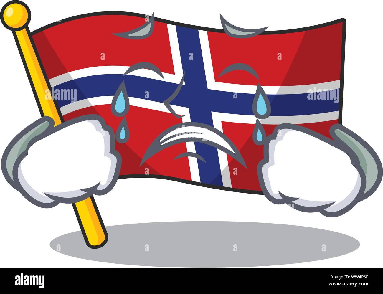 Crying norway flag is flown on character pole Stock Vector Image & Art ...