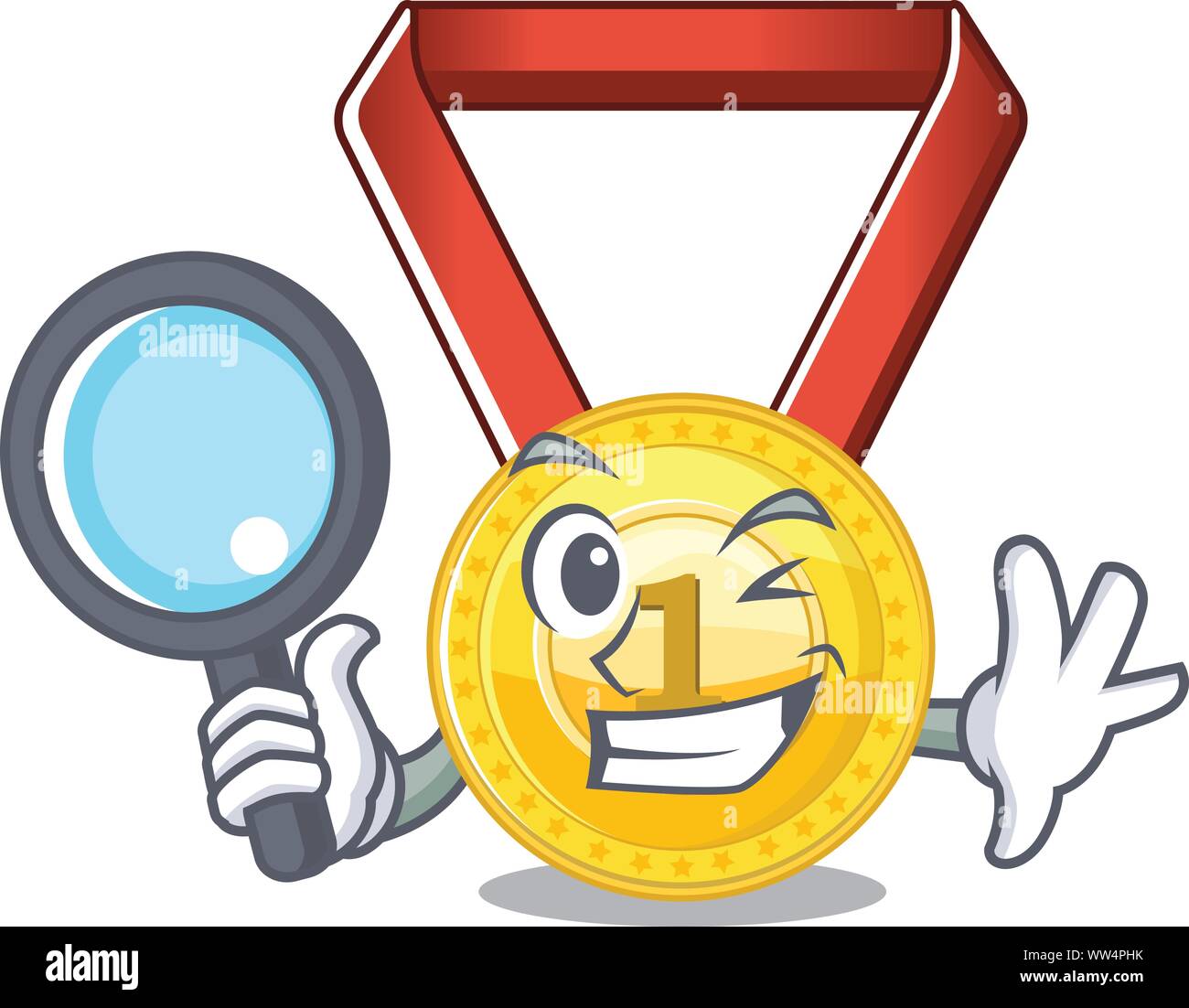 Detective Gold Medal With The Character Shape Stock Vector Image Art