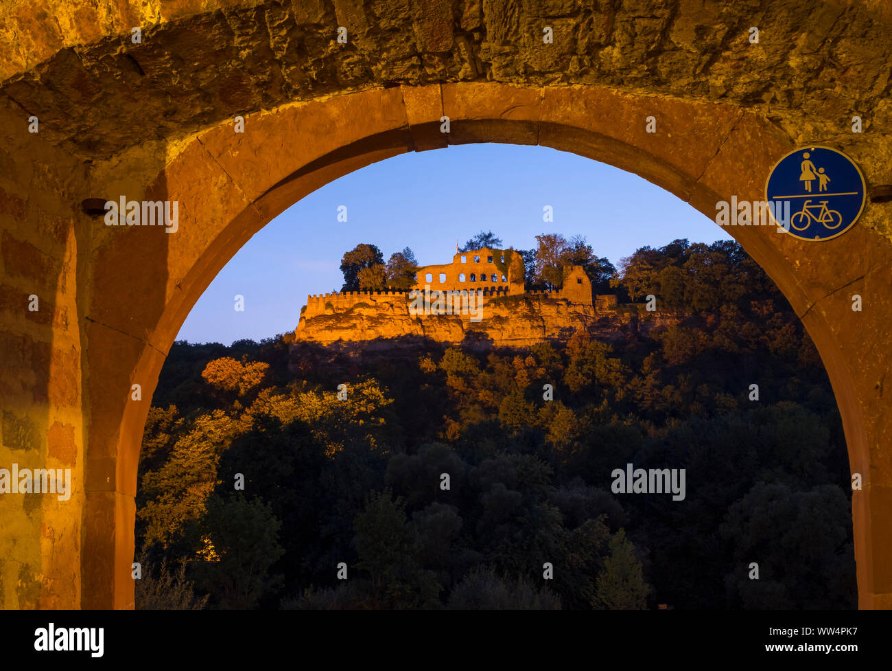 Main gate and castle ruin Karlsburg, Karlstadt, Lower Franconia ...