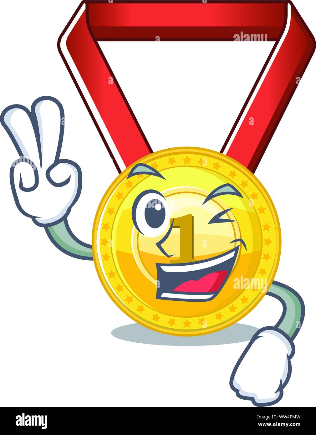 Two finger gold medal with the character shape Stock Vector Image & Art ...