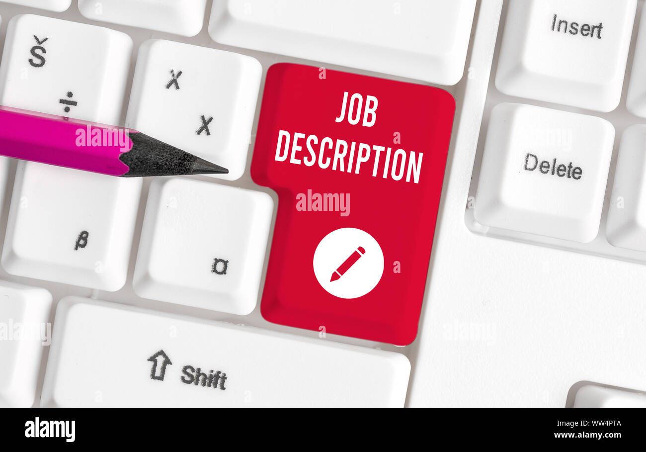 Writing note showing Job Description. Business concept for a formal ...