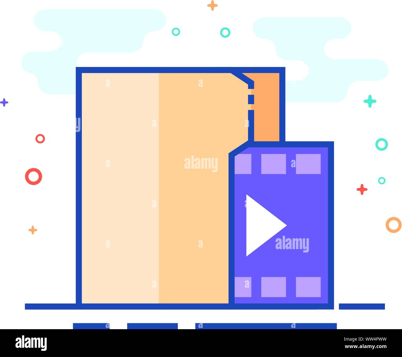 Movie folder icon in outlined flat color style. Vector illustration ...