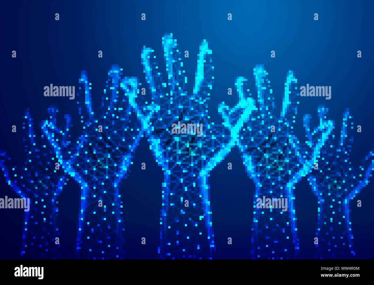 Open arms / offering / Welcome . Abstract Low Poly. Wireframe design ...