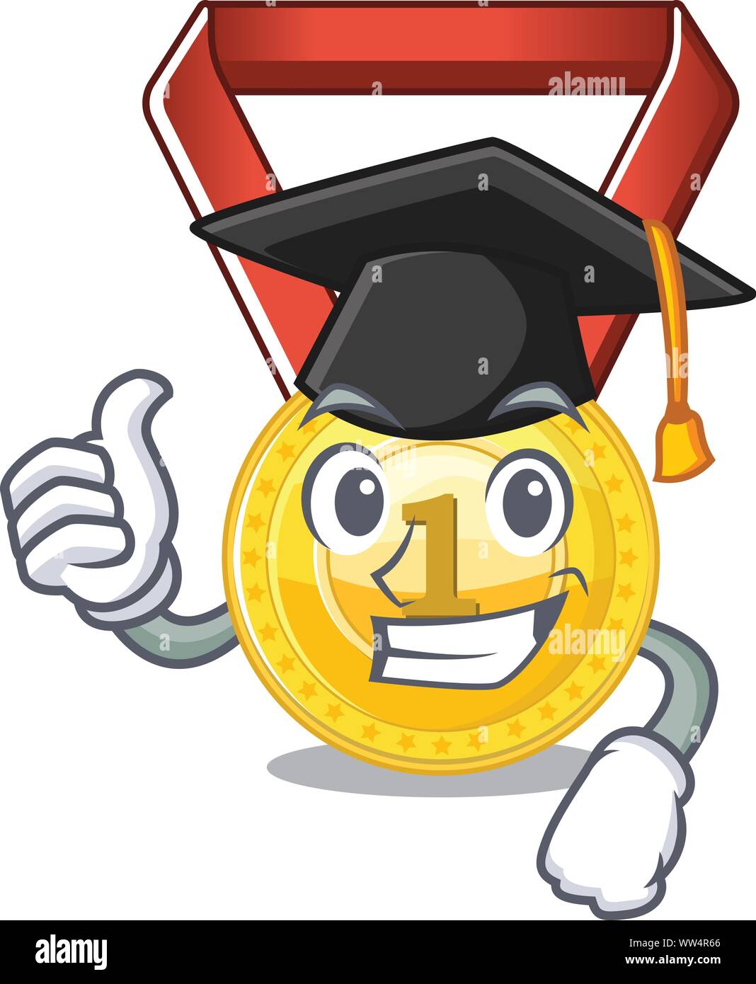 Graduation gold medal with the character shape Stock Vector Image & Art ...