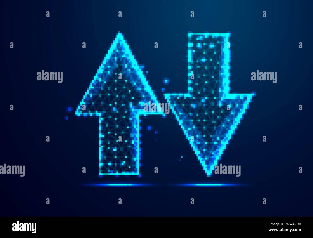 arrow up and arrow down. upload, downloading data concept. growth and ...