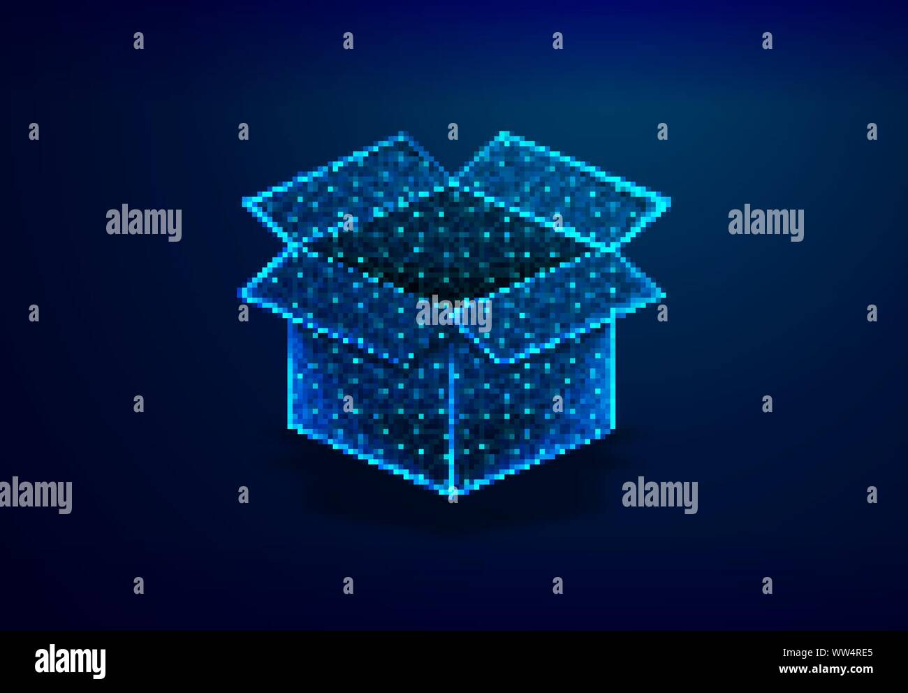 Open box form lines, Abstract Low Poly Wireframe Mesh Design. Vector ...