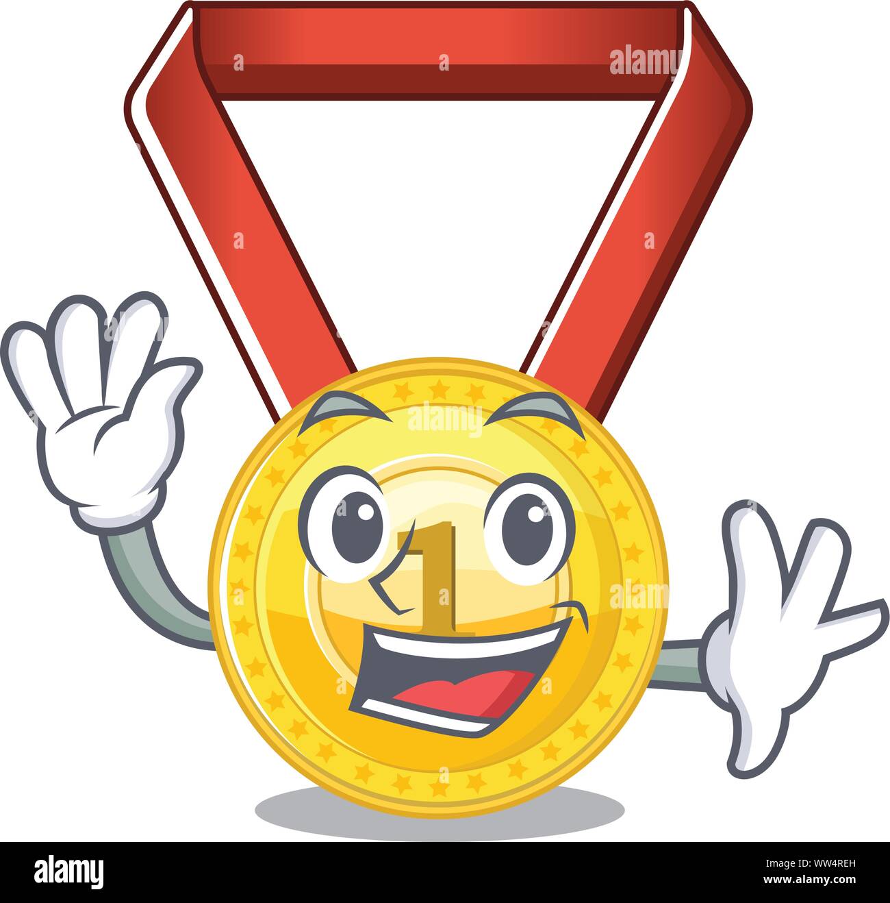 Waving gold medal with the character shape Stock Vector Image & Art - Alamy