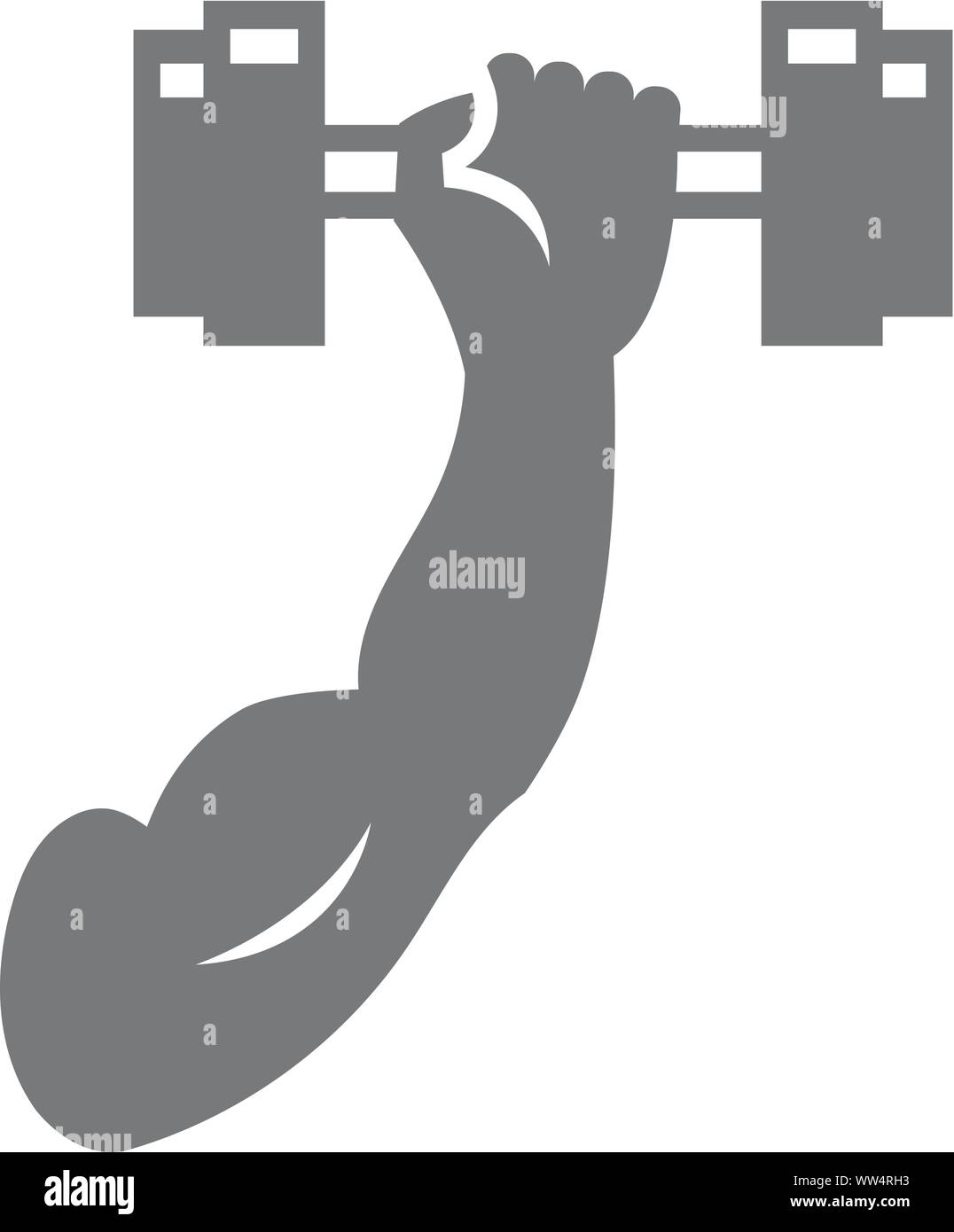 Flexed hand muscle with dumbbell in grayscale. Vector illustration ...