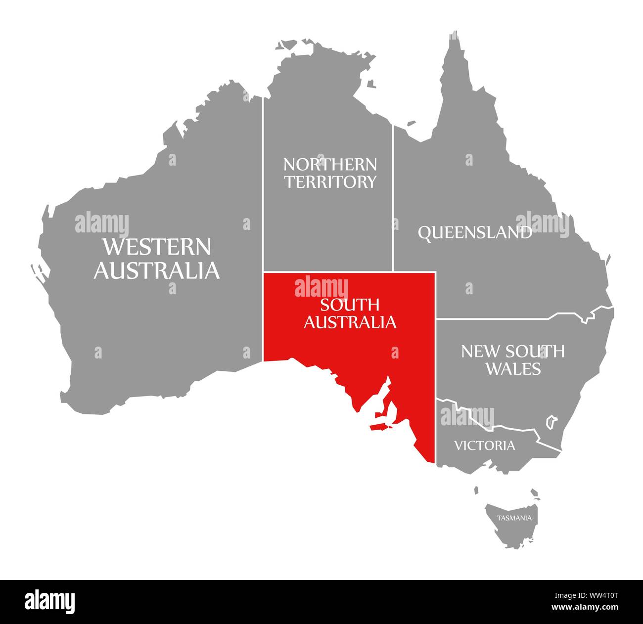 Australia highlighted map Cut Out Stock Images & Pictures - Alamy