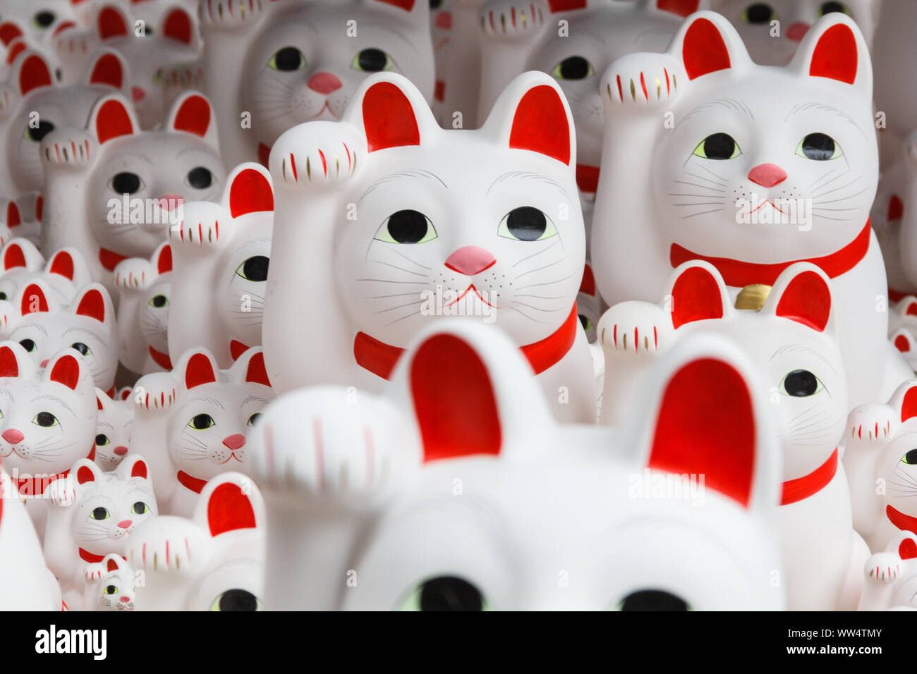 Gotoku ji Temple, Tokyo, Japan. Maneki-Neko as a talismans have been ...