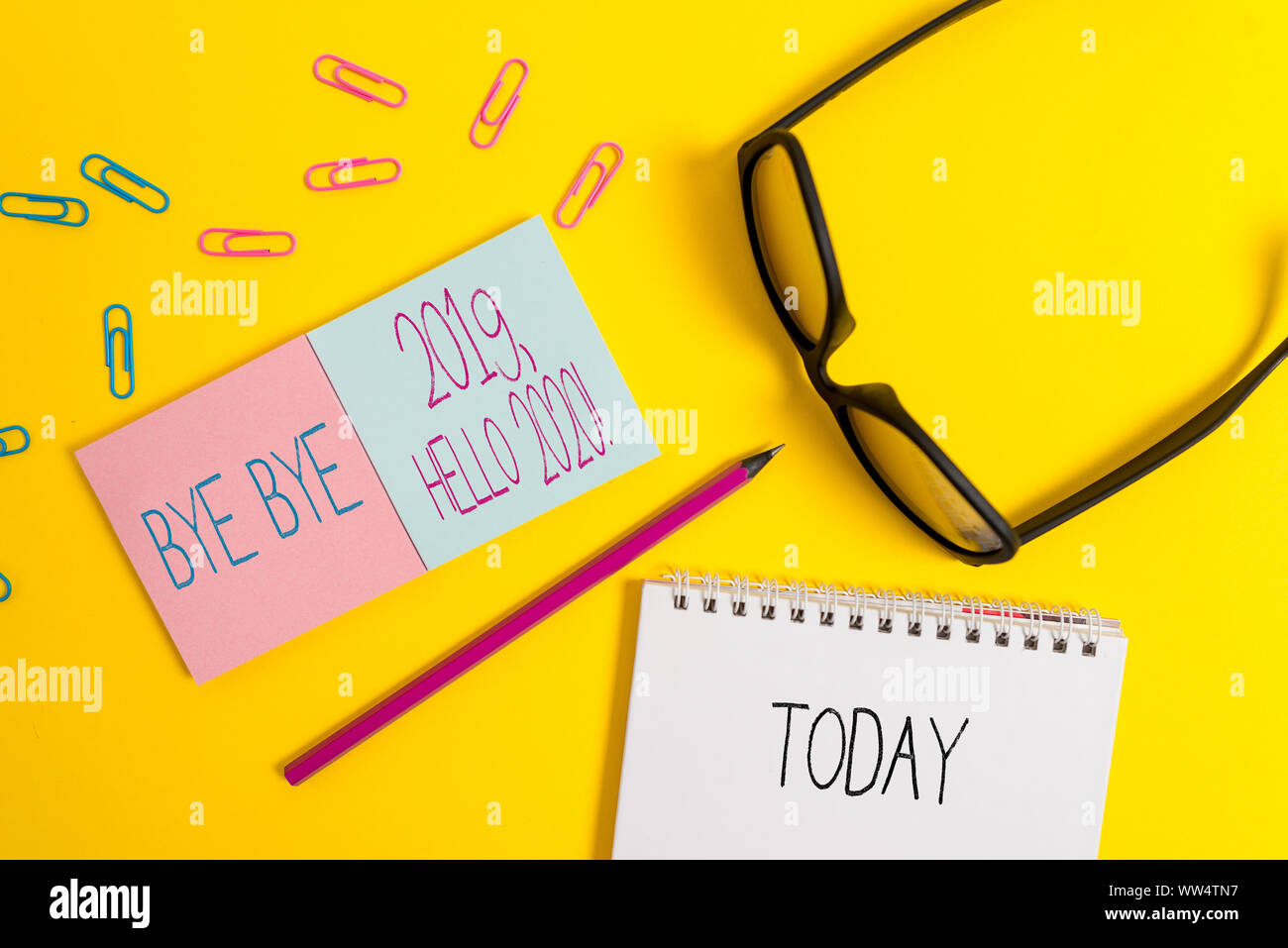 Text sign showing Bye Bye 2019 Hello 2020. Business photo showcasing ...