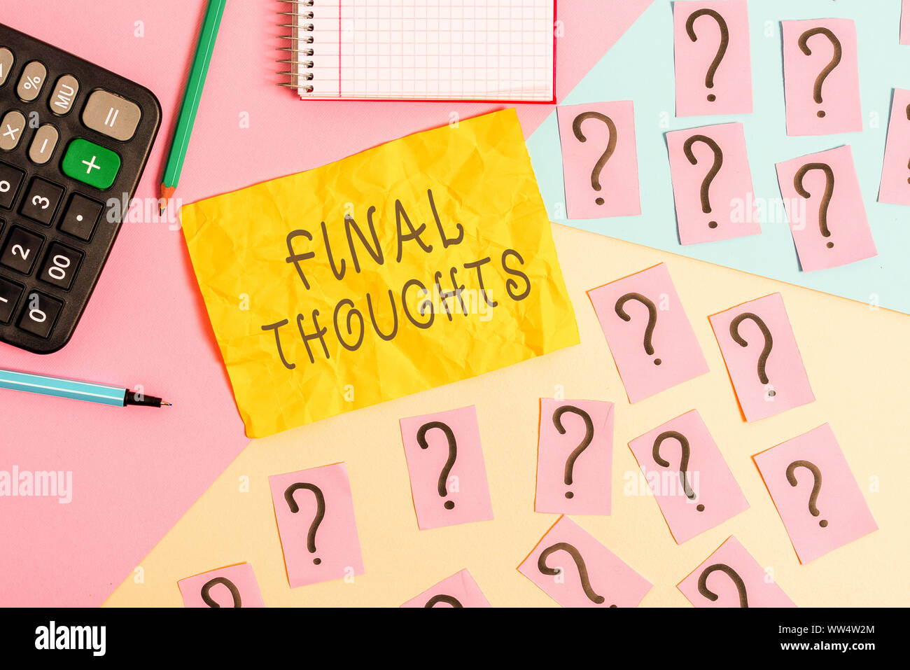 Writing note showing Final Thoughts. Business concept for the ...