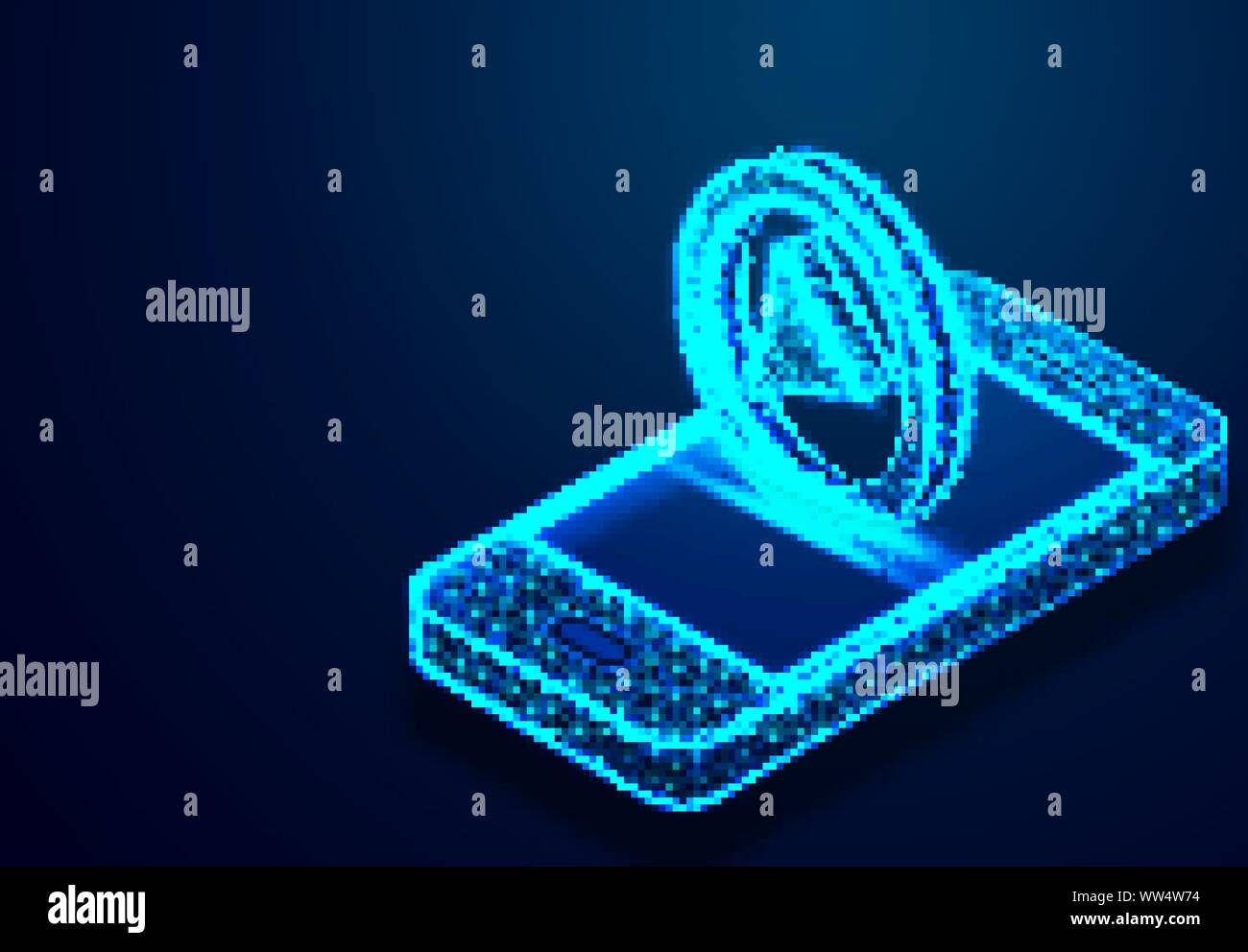 Isometric Smartphone and Play Button. Abstract Low Poly Background ...