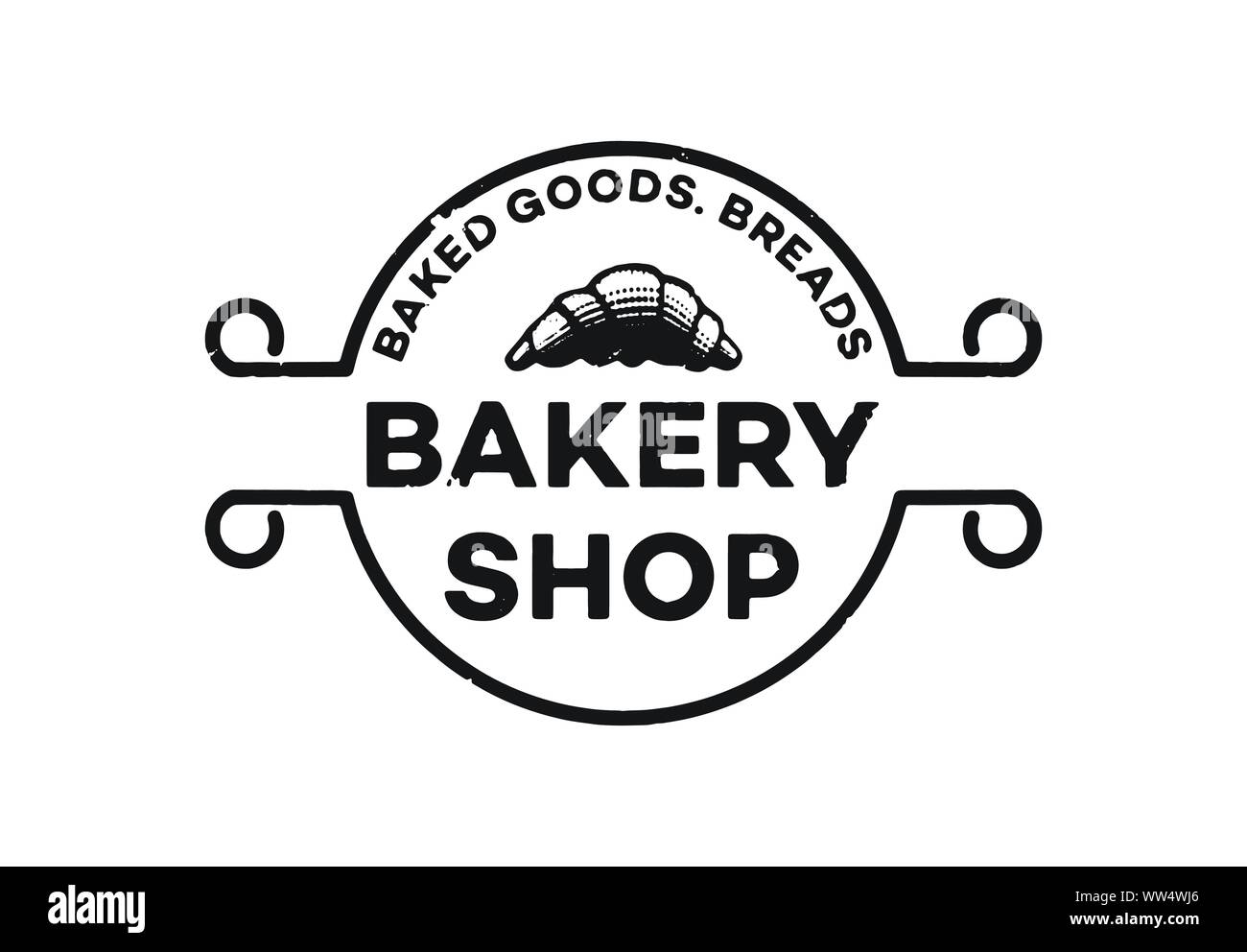 Vintage Retro Badge, Charcoal Hand Drawing, Classic Bakery Logo Design ...