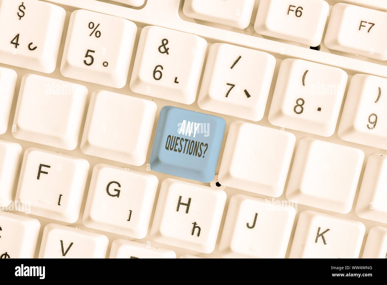 Writing note showing Any Questions Question. Business concept for you ...