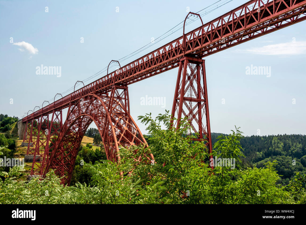 Garabit Viaduct, built by Gustave Eiffel on river Truyere, Cantal ...