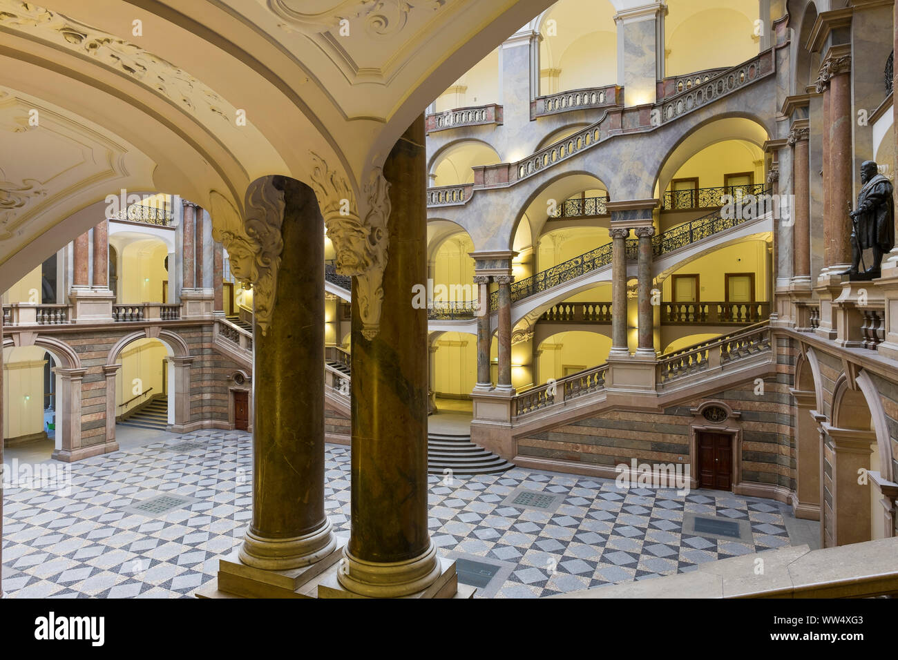 Central hall and stairway in the law courts hi-res stock photography ...
