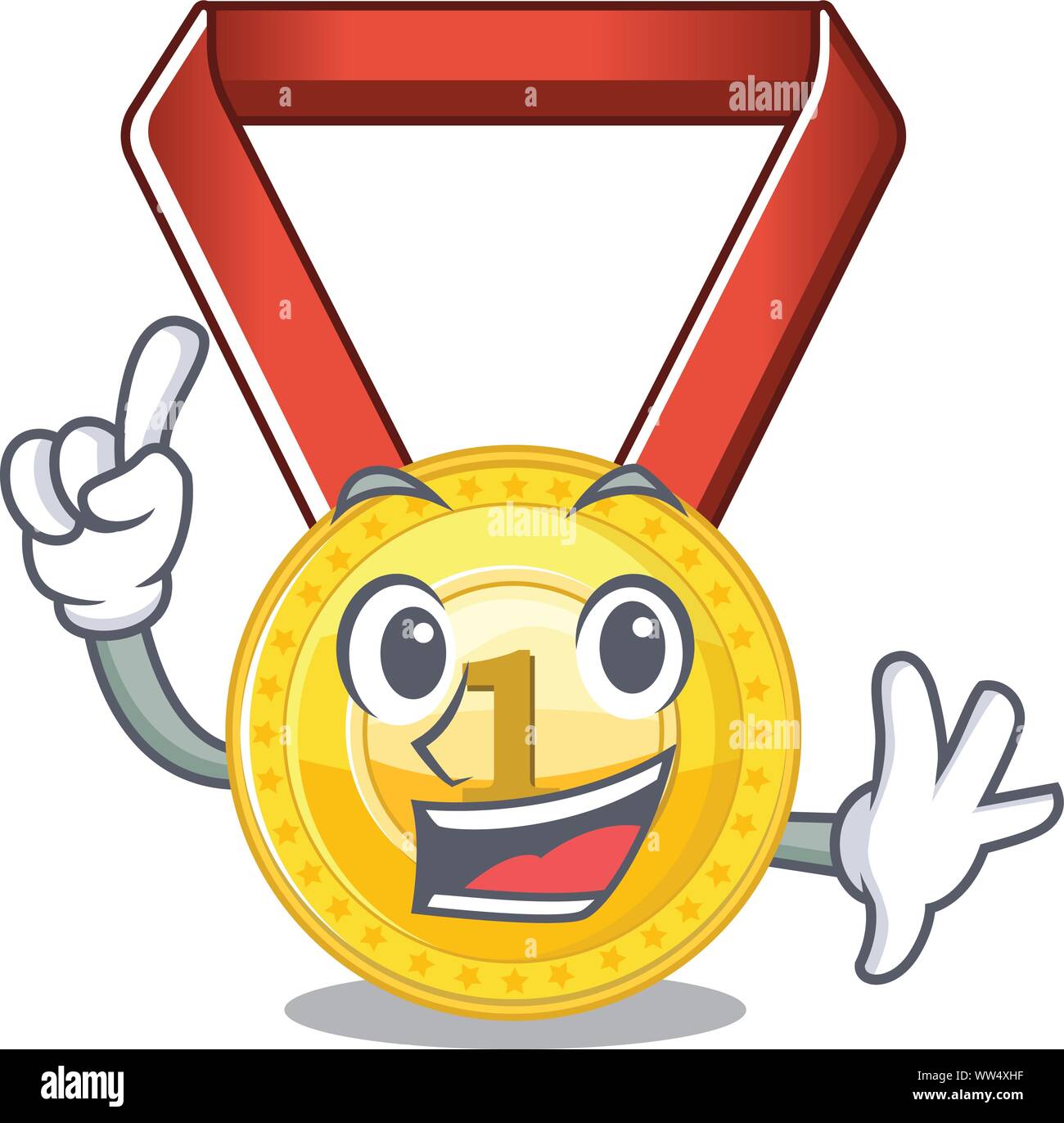 Finger gold medal hung on cartoon wall Stock Vector Image & Art - Alamy