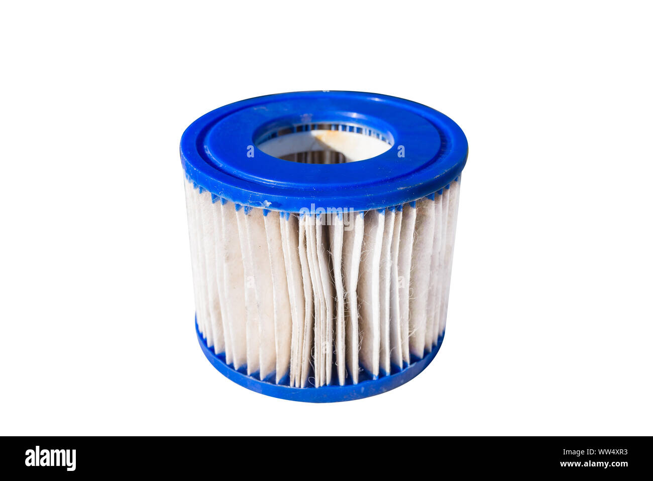 Round blue air filter for the car, isolated on a white background with ...