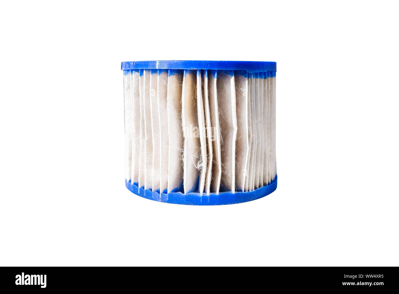 Round blue air filter for the car, isolated on a white background with ...
