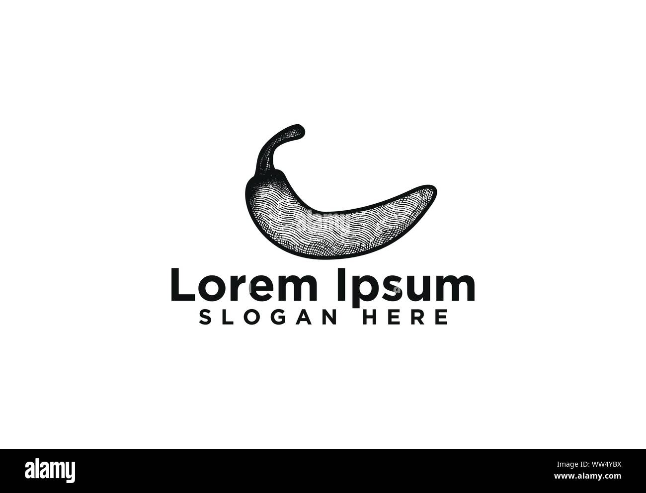 Hand drawn Chili Logo Design, Vector Illustration Stock Vector Image ...