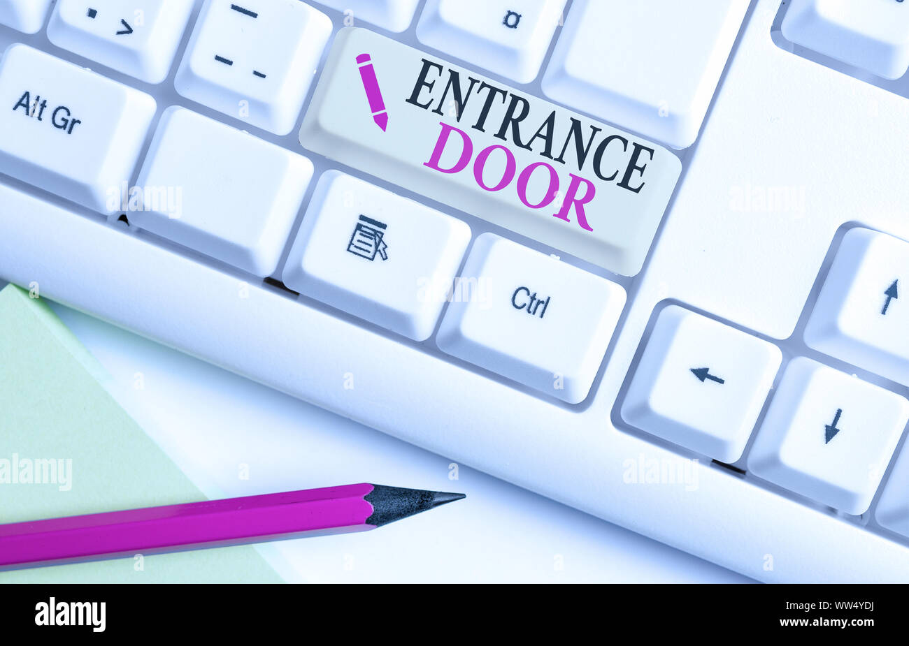 Handwriting text writing Entrance Door. Conceptual photo Way in Doorway ...