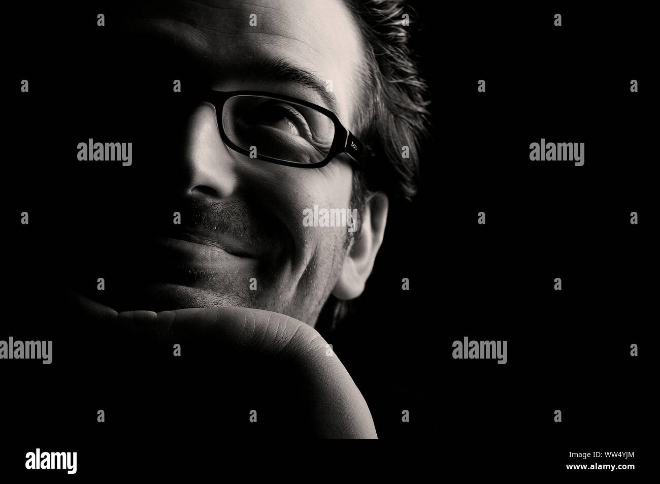 Happy man looking up Stock Photo - Alamy