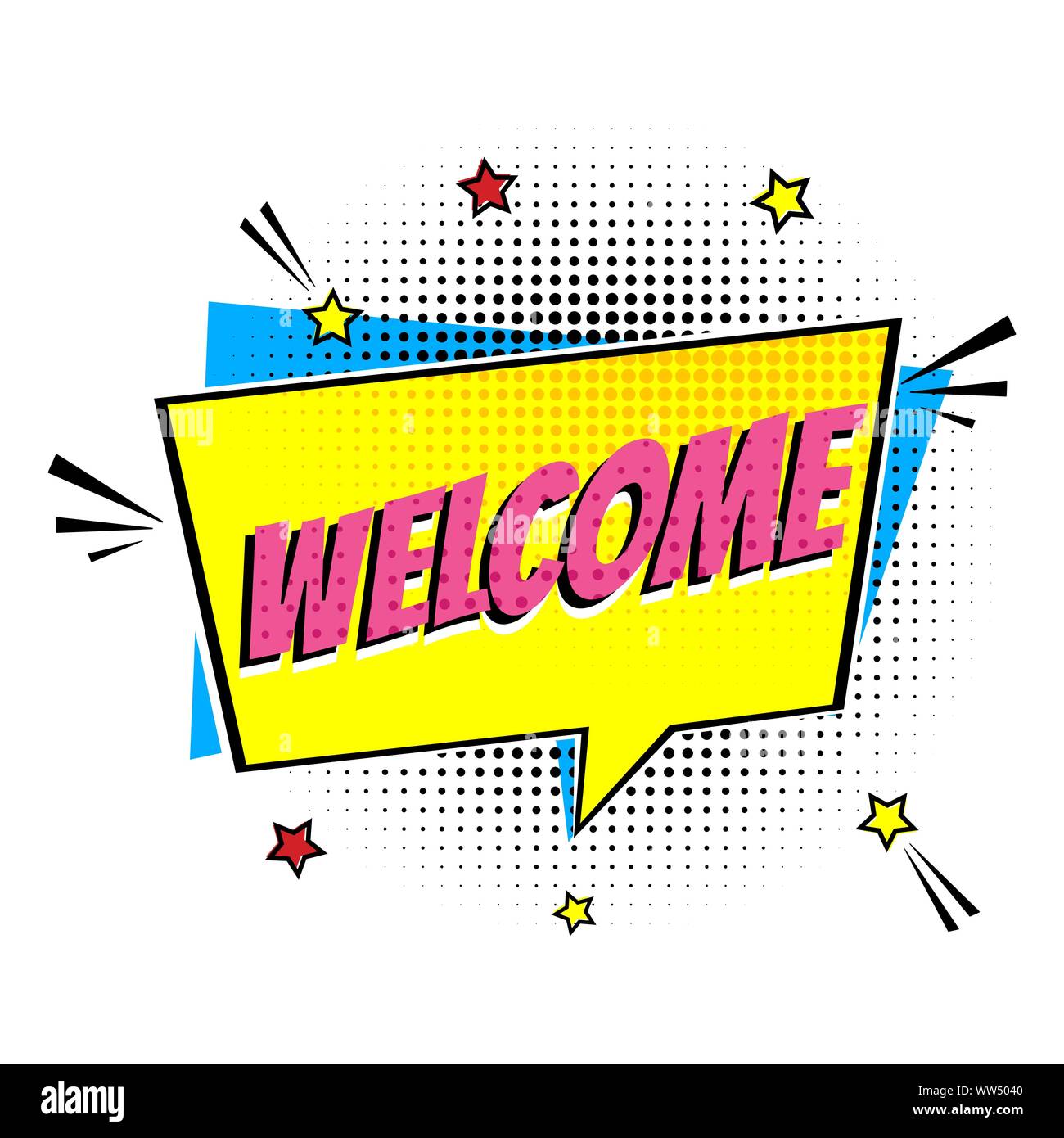 Comic lettering speech bubble for emotion with text Welcome comic style ...