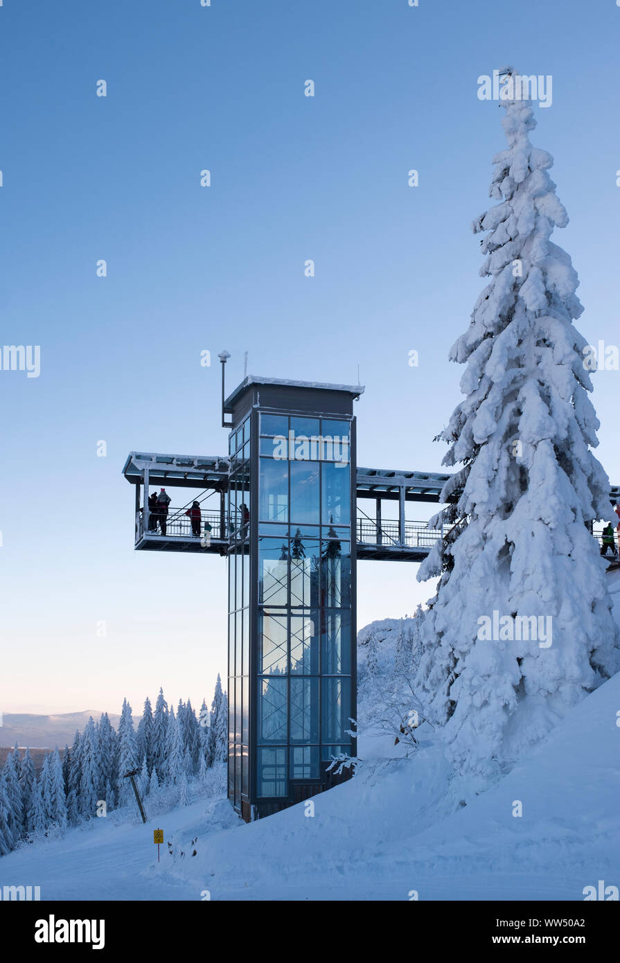 glass lift, top terminal of the cable car, GroÃŸer Arber, Bavarian ...