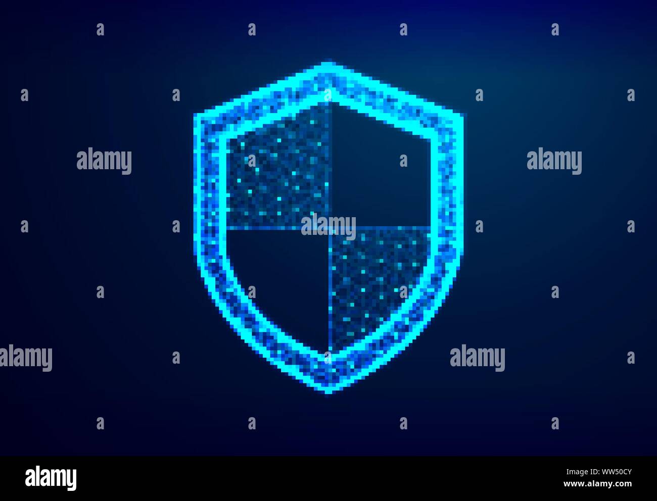 Shield security concept. antidote internet cyber crime. Abstract Low poly wireframe mesh design ...