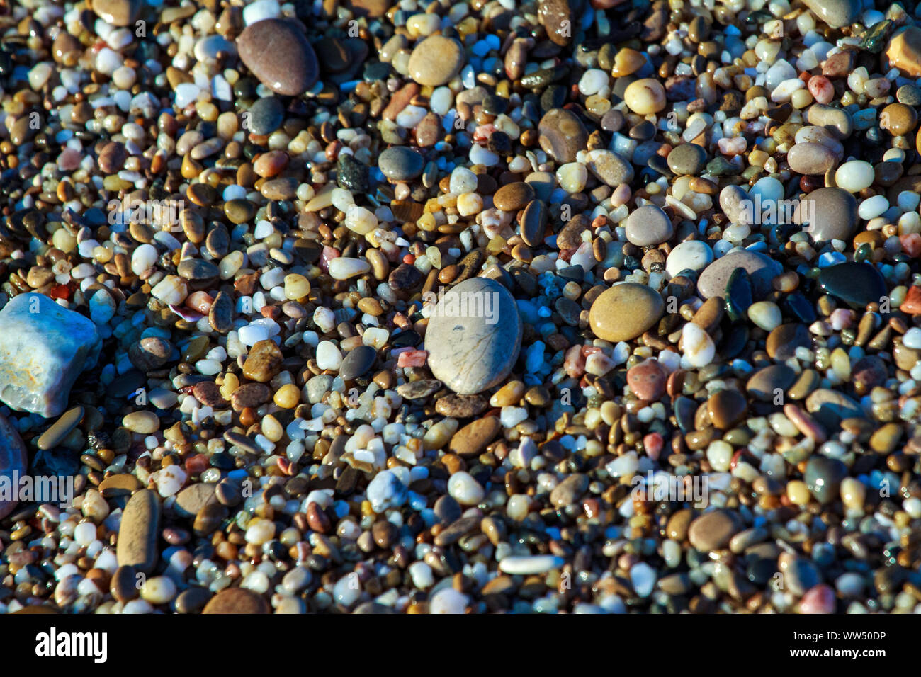 sea pebbles colored granite on the beach background stones. The shore ...