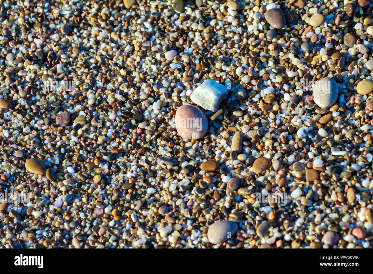 sea pebbles colored granite on the beach background stones. The shore ...