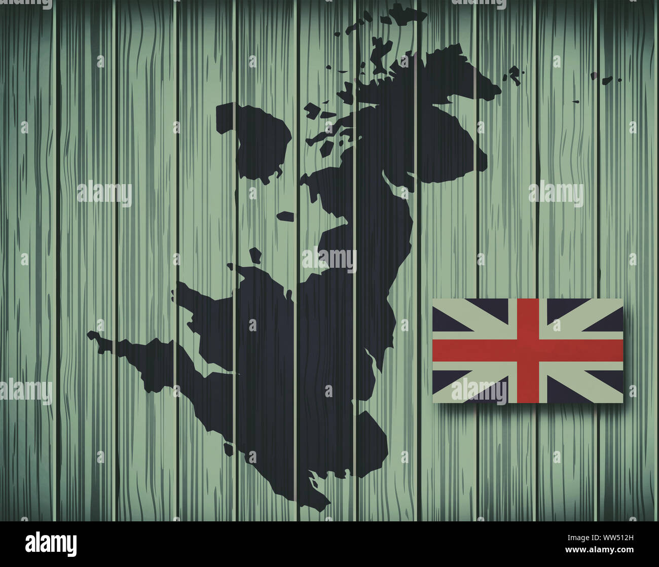 UK map and UK flag, wooden background Stock Photo - Alamy