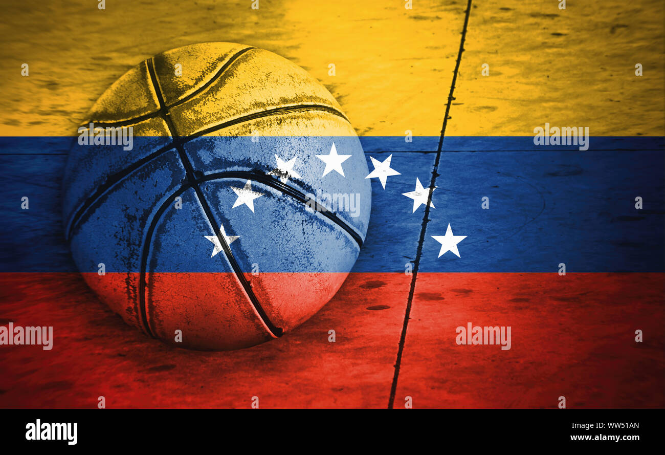 Flag of Venezuela. In the background basketball ball Stock Photo - Alamy