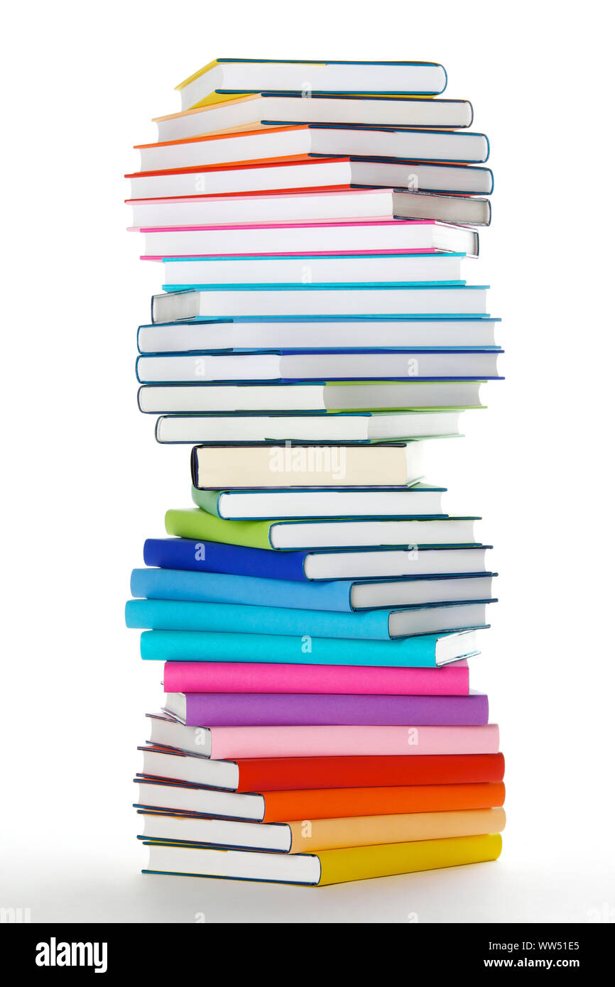 Spiral stack of rainbow colored books Stock Photo - Alamy
