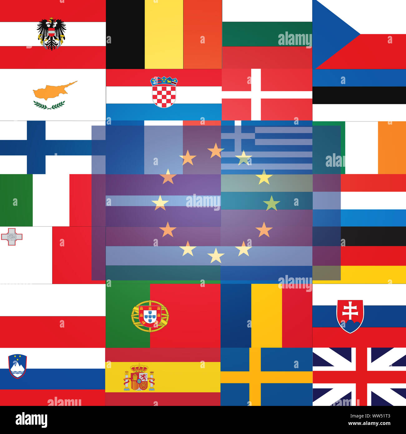 All flags, EU Member States, background, texture, flag eu, illustration ...