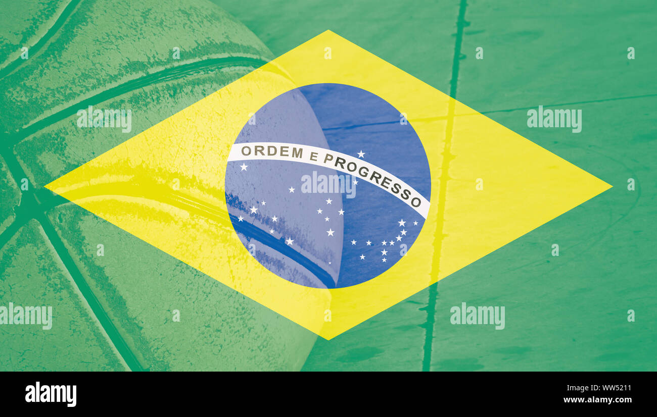 Flag of Brazil and basketball ball, double exposure Stock Photo - Alamy