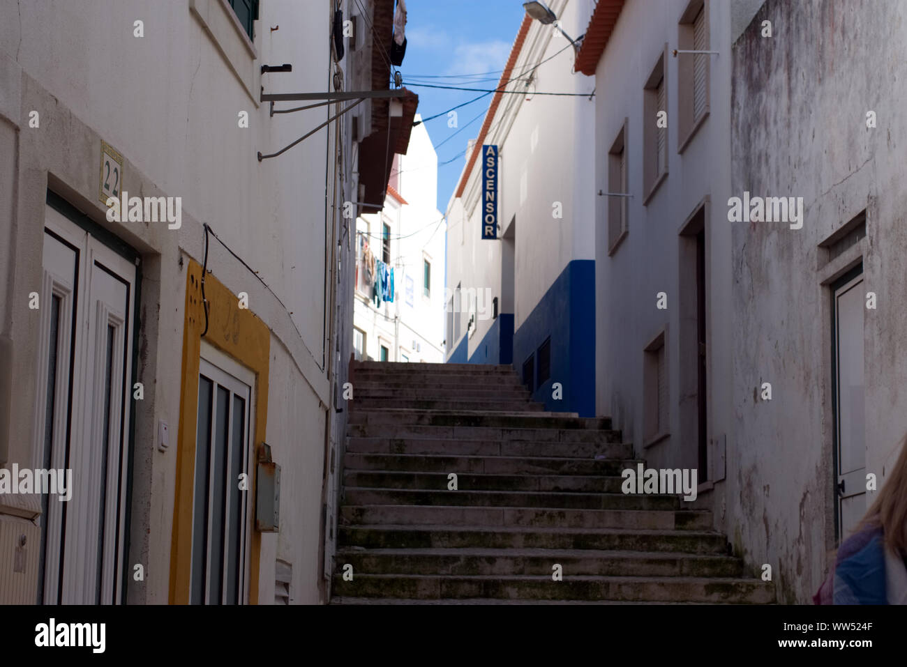 Street in the city of Nazaré, Portugal Stock Photo - Alamy