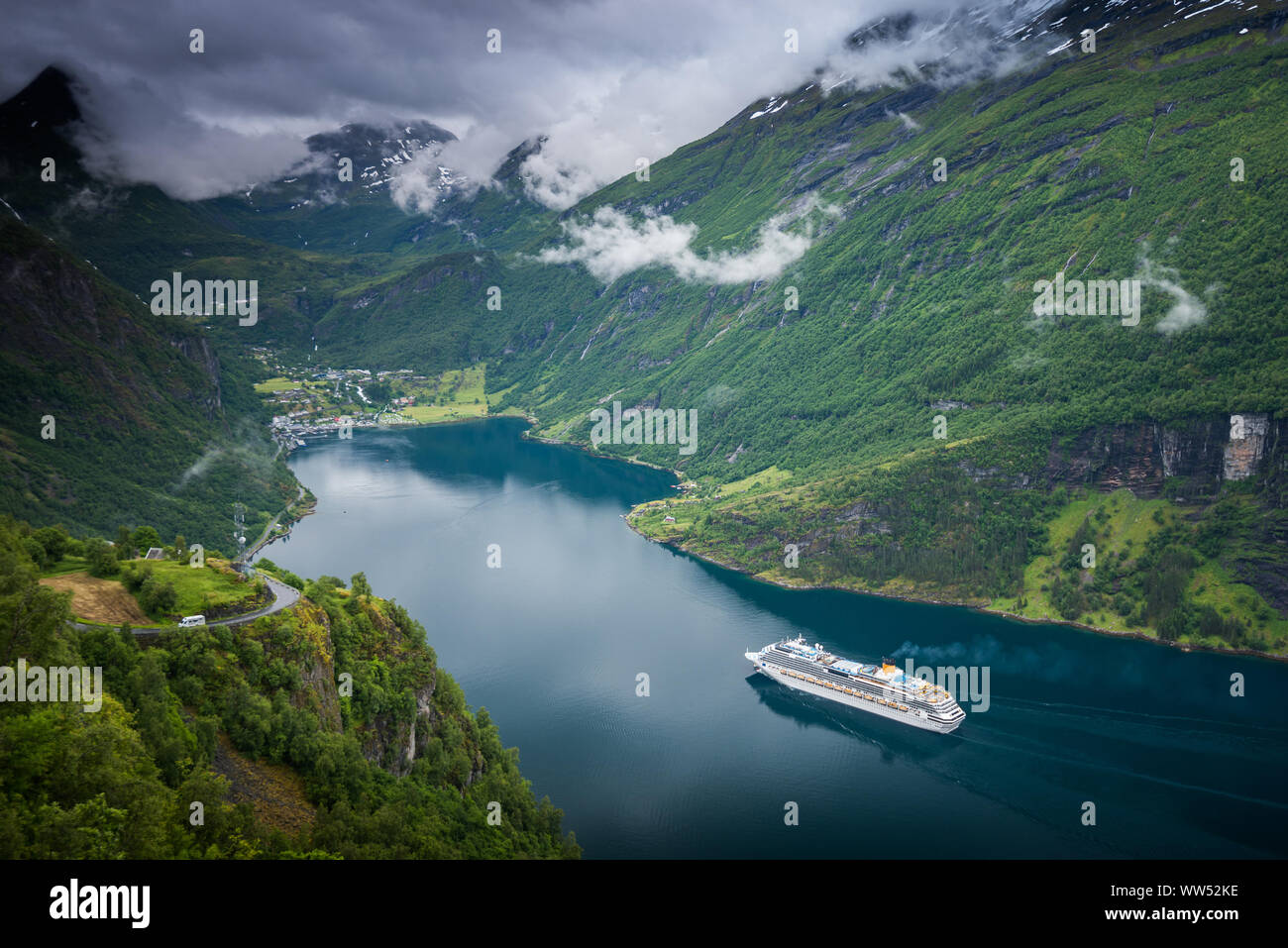 Beautiful nature landscape in Geiranger, Geirangerfjord, Norway Stock ...