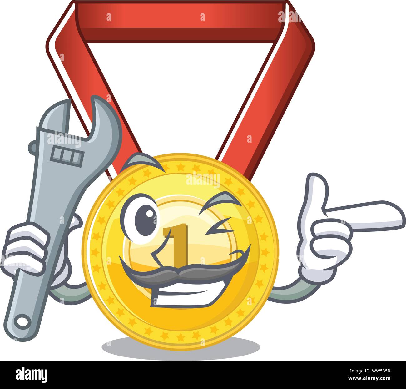 Mechanic gold medal hung on cartoon wall Stock Vector Image & Art - Alamy