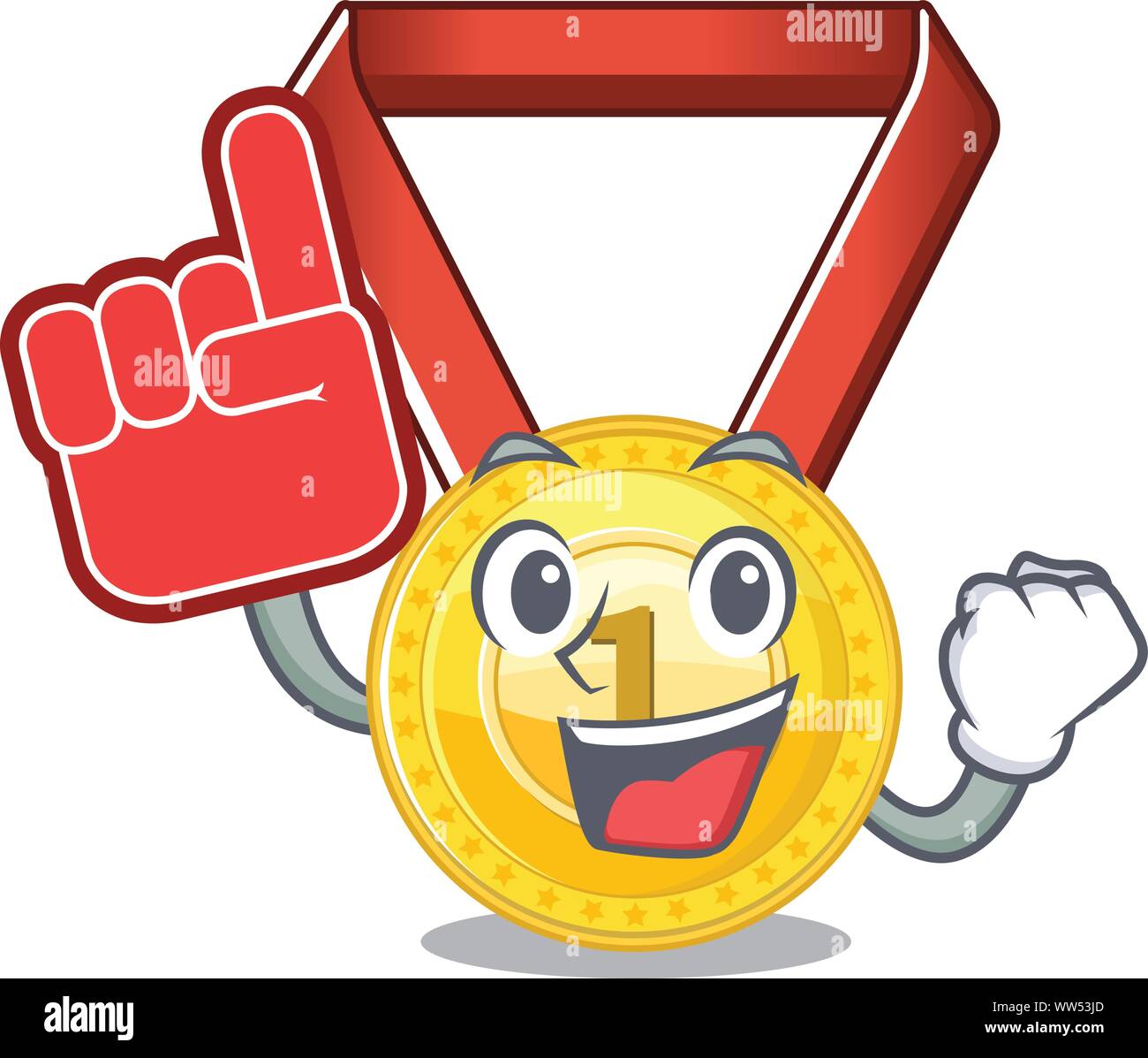 Foam finger gold medal hung on cartoon wall Stock Vector Image & Art ...