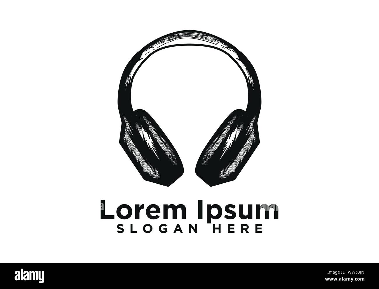 Hand Drawn Earphone Logo Designs Vector Illustration Stock Vector Image ...