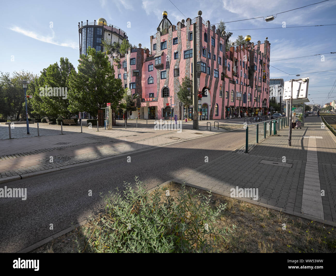 Hundertwasser house magdeburg with street in front of it hi-res stock ...