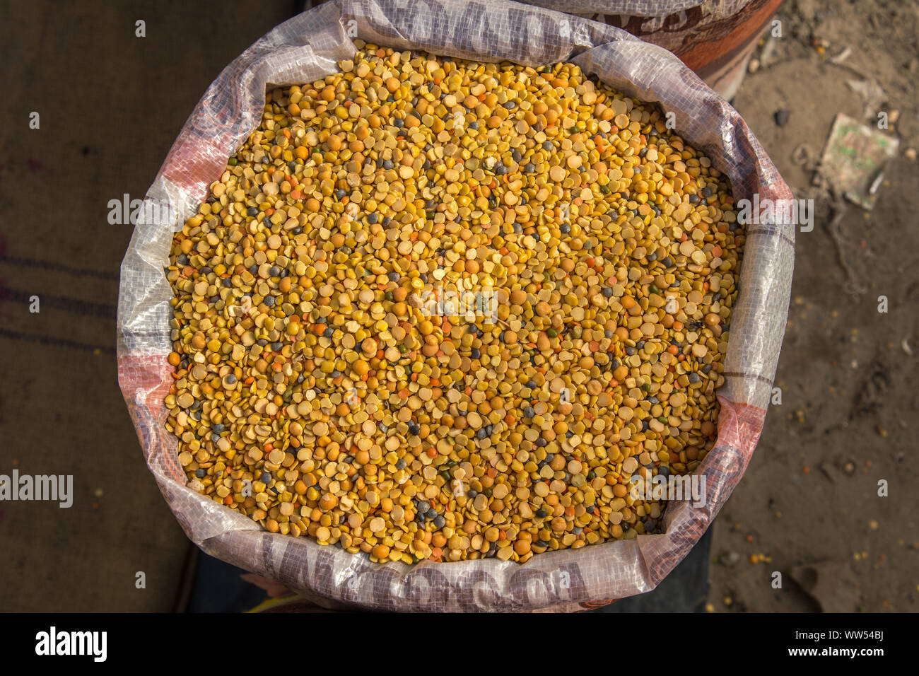 Burlap, Bag full of Split Chickpea Also Know as Chana Dal, Yellow Chana ...