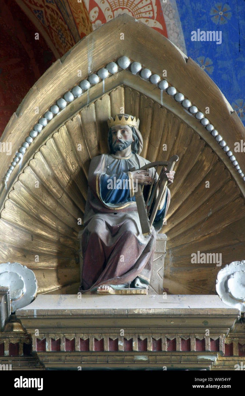 King David statue on the main altar in the Church of Birth of Virgin ...